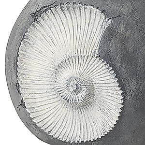 COSIEST Nautilus Sculpture End Table, 15.8x15 inch Concrete Finish Accent Table, Round Side Table for Garden Yard Patio, Light Gray