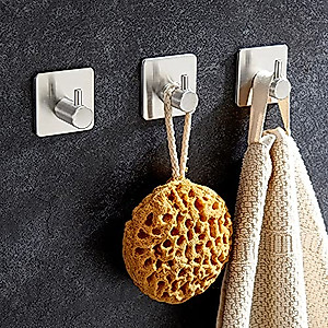 HXIO Adhesive Hooks Heavy Duty Wall Hooks Waterproof on Hooks Wall Hangers Waterproof Stainless Steel Sticky Hooks for Hanging Bathroom Kitchen Home(6 Pack)