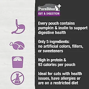PureBites+ Gut & Digestion Squeezables for Cats, only 5 Ingredients, case of 15