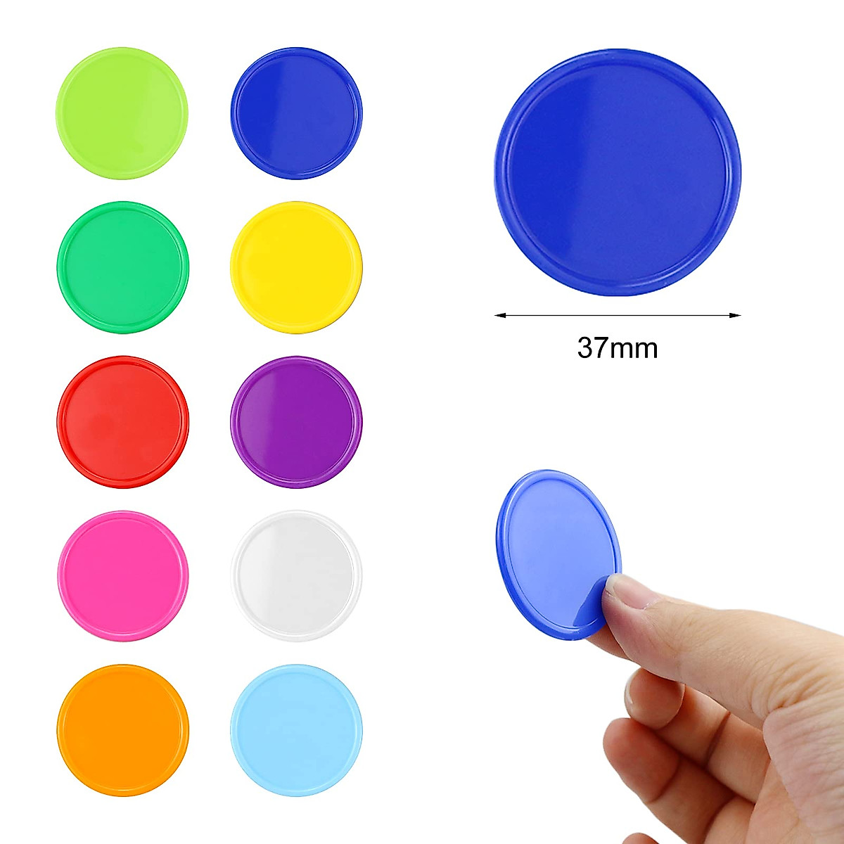 YEXPRESS 500 Pieces Plastic Poker Chips, Poker Card Game Chips Bulk, Counting Discs Markers for Learning Math Counting, Game Play, 37mm/10 Colors