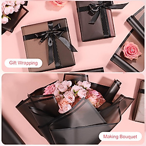 25 Sheets Bouquet Wrapping Paper, Black Floral Paper Christmas Flower Wrapping Paper for Florist Supplies Birthday Party Gift Box Packaging DIY Crafts