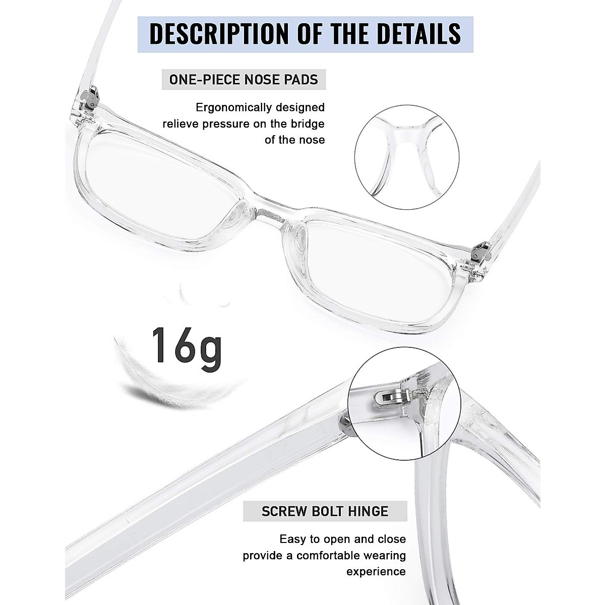 PANNER Oversized Square Blue Light Blocking Glasses for Women Men Anti Glare Reduce Eyestrain Computer Glasses(Clear)