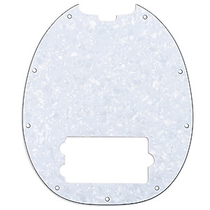 Musiclily 9 Hole Bass Pickguard for MusicMan MM StingRay 4 String Bass Guitar,4Ply White Pearl