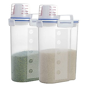 jioko 2Pack Plastic Transparent Tank, Rice Storage Barrel, Household Food Container Grain Storage Box for Oatmeal, Grain, Cereal, Pasta, Flour