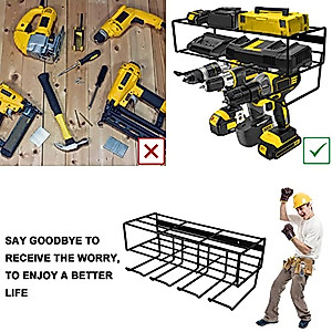 LULARINE 2 in 1 Large Power Tool Organizer Drill Holder Wall Mount Tool Storage Rack and Power Tool Holder