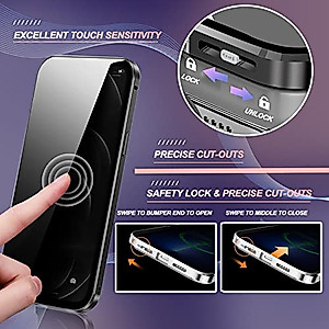 Privacy Magnetic Case Compatible for iPhone 14 Pro max, [Safety Lock][Full Body Protection]Double-Sided Anti-Peeping Anti-spy Sensitive Screen Protector Clear Back Metal Confidential Case, Black