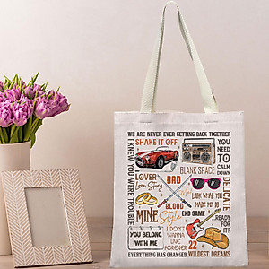 BWWKTOP WZMPA Singer Album Canvas Tote Bag Singer Tour Gifts Song Lyrics Shoulder Bag Singer Merchandise (WE ARE NEVER)