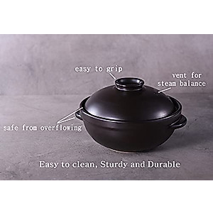 GREATUS Korean Dojagi R Pot/Premium Korean Stone Pot with lid Stone Bowl Ttukbaegi Dolsot (Large)