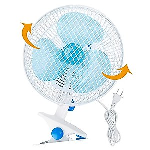 KOCASO Oscillating Clip on Fan,8.6" Portable Quiet Fan w/2 Speed Fan w/Sturdy Clamp,Adjustable Tilt 90° Automatic Rotation Personal Desk Fan for Office Table Bedroom Kitchen w/ 3.94FT Cord-US Spot
