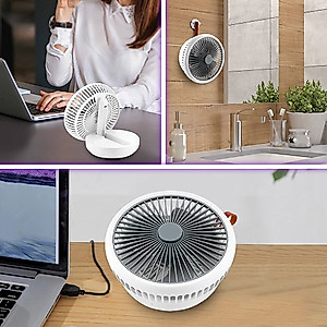 WONGSAM Aroma Diffuser Table Desk Fan, Portable Foldaway Fan, 3600mAh Rechargeable Battery Powered Personal Fan, 4 Speeds Adjusted USB Small Fan for Home Bedroom Travel Office Tent, White