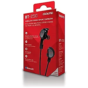 dreamGEAR iSound BT-250 Bluetooth Earbuds: Play/Pause/Skip Music Directly from Earbuds-Up to 5 Hours of Playtime, Blue/Black, Universal (DGHP-5635)