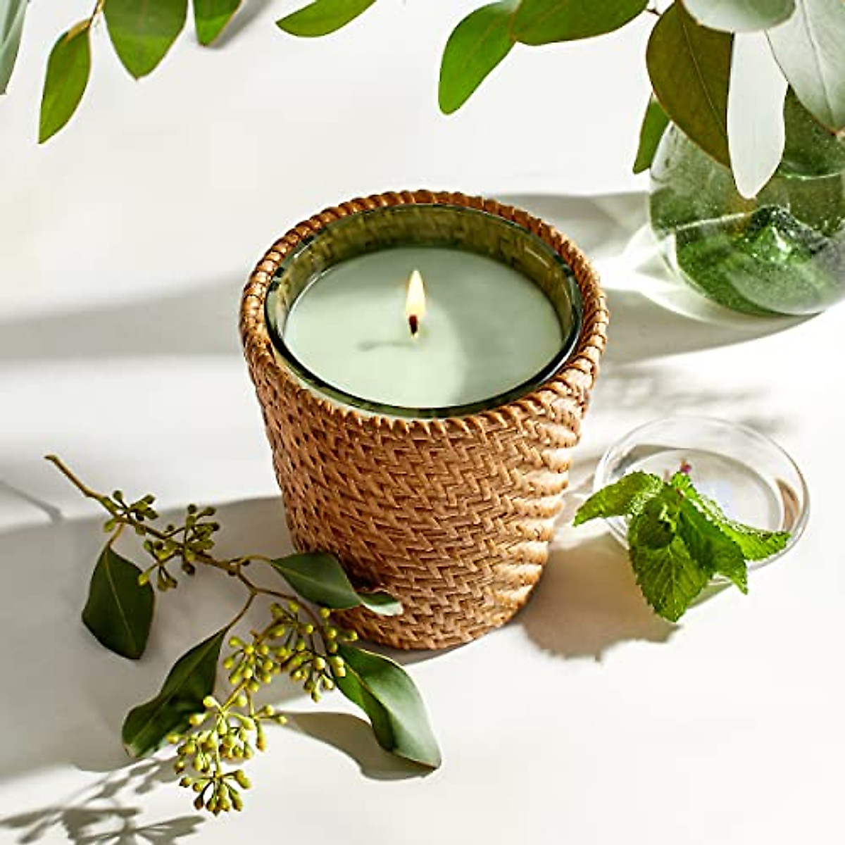 NEST New York Wild Mint & Eucalyptus Scented Classic Candle, Long-Lasting Candle for Home with Rattan Sleeve, 8.1 Oz.