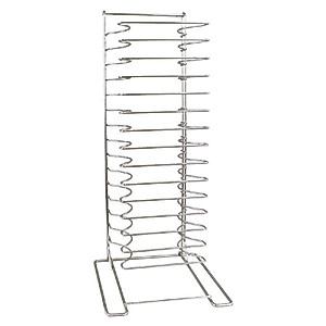 TrueCraftware- 15 Tier Chrome Plated Pizza Pan Rack- Pizza Pan Rack Holder Safe Sturdy 15- Slot Pizza Pan Rack for Pizza Pan Pizza Trays Pizza Screens for Home Kitchen Restaurant Catering