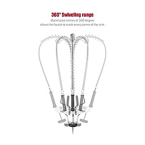 DuraSteel Commercial Kitchen Wall Mount Pre-Rinse Faucet, 38" Height 8" Center with Coiled Spring Pull Down Sprayer, Brass Constructed Polished Chrome Body, 1 Set