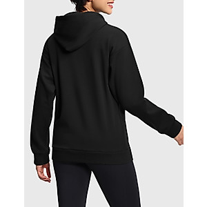 THE GYM PEOPLE Women's Basic Pullover Hoodie Loose fit Ultra Soft Fleece hooded Sweatshirt With Pockets (fleece lined-Black, Large)