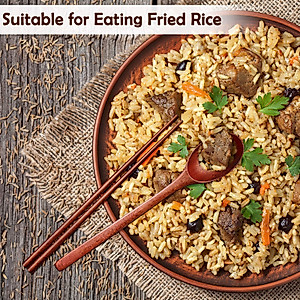 Wooden Spoon and Chopsticks Set Long Handle Spoon Chopstick Flatware Reusable Tableware Combination Utensils for Eating Food, 9.3 Inch (12)