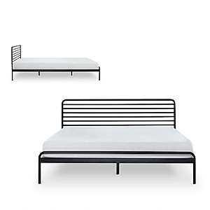ZINUS Tom Metal Platform Bed Frame Mattress Foundation, No Box Spring Needed, Wood Slat Support. Design Award Winner, King, Black