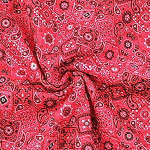 David Angie Paisley Pattern Bullet Textured Liverpool Fabric 4 Way Stretch Spandex Knit Fabric by The Yard for Head Wrap Accessories (Red)