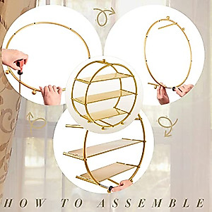 16.9" Gold Metal Tiered Cupcake Stand Round 3 Tier Dessert Stand Cupcake Holder Stand for Dessert Table Display Party Baby Shower Wedding Birthday