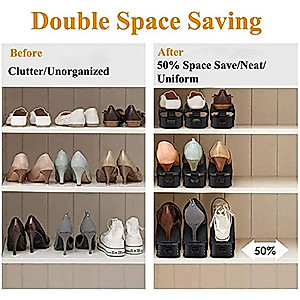 Yagizaai Bayou Shoe Slots, 20 PCS Shoes Slots Organizer, 4-Level Adjustable Shoe Stacker, Upgraded Shoe Space Saver, 50% Space-Saving Shoe Holders(Black)