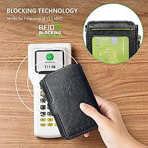 Wallet,M-Plateau Womens Wallet PU Leather Keychain Wallet With Zipper Coin Pocket And ID Window and Removeable Wrist Strap Gift Box (Black)