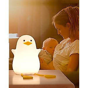 Attivolife Duck Night Light for Kids, Cute Animal Silicone Lamp Touch Control + Dimmable + Timer, USB Rechargeable LED Feeding, Bedside Bedroom Decor Birthday Gifts for Toddler Baby Women