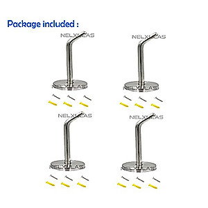 NELXULAS Brushed Stainless Steel Single Heavy Duty Long Nose Wall Mount Hook, Fit for Kitchen,Bedroom,Living Room, Bathroom,Closets,Set of 4 in Pack (4)