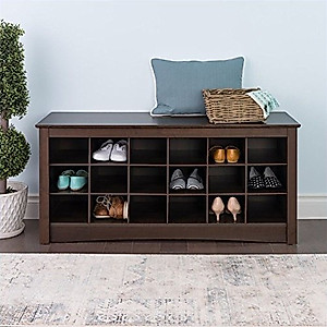 Prepac Shoe Storage Cubbie Bench, 24" x 48" x 16", Espresso