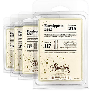 Shortie's Candle Company Eucalyptus Leaf Wax Melts Bulk Pack - Formula 117-4 Highly Scented Bars - Made with Essential & Natural Oils - Fresh & Clean Air Freshener Cubes Collection