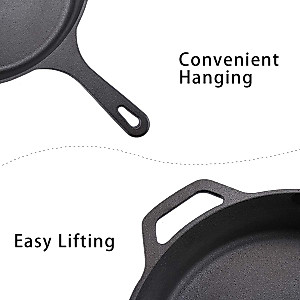 Preseasoned Cast Iron Skillet 12 Inch with Removable Silicone Handle Grip and Pan Scraper, Cast Iron Fry Pan for Indoor and Outdoor Use, Ovenproof, Stovetop, Induction Safe Seasoned Skillet