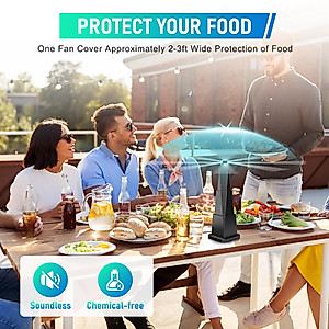 JEMULICE Table Food Fans, 2000mah Portable USB Food Spinner Retractable Food Fan with Holographic Blades for Picnic, Kitchen, Party, Outdoor Dinner, BBQ, Indoor(4 Pack)