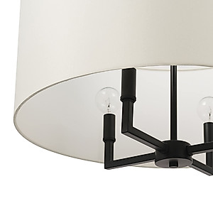 Globe Electric 67000065 4-Light Chandelier, Matte Black, Beige Fabric Shade, Ceiling Light, Chandeliers for Dining Room, Ceiling Light Fixture, Lights for Room Décor, Bulb Not Included