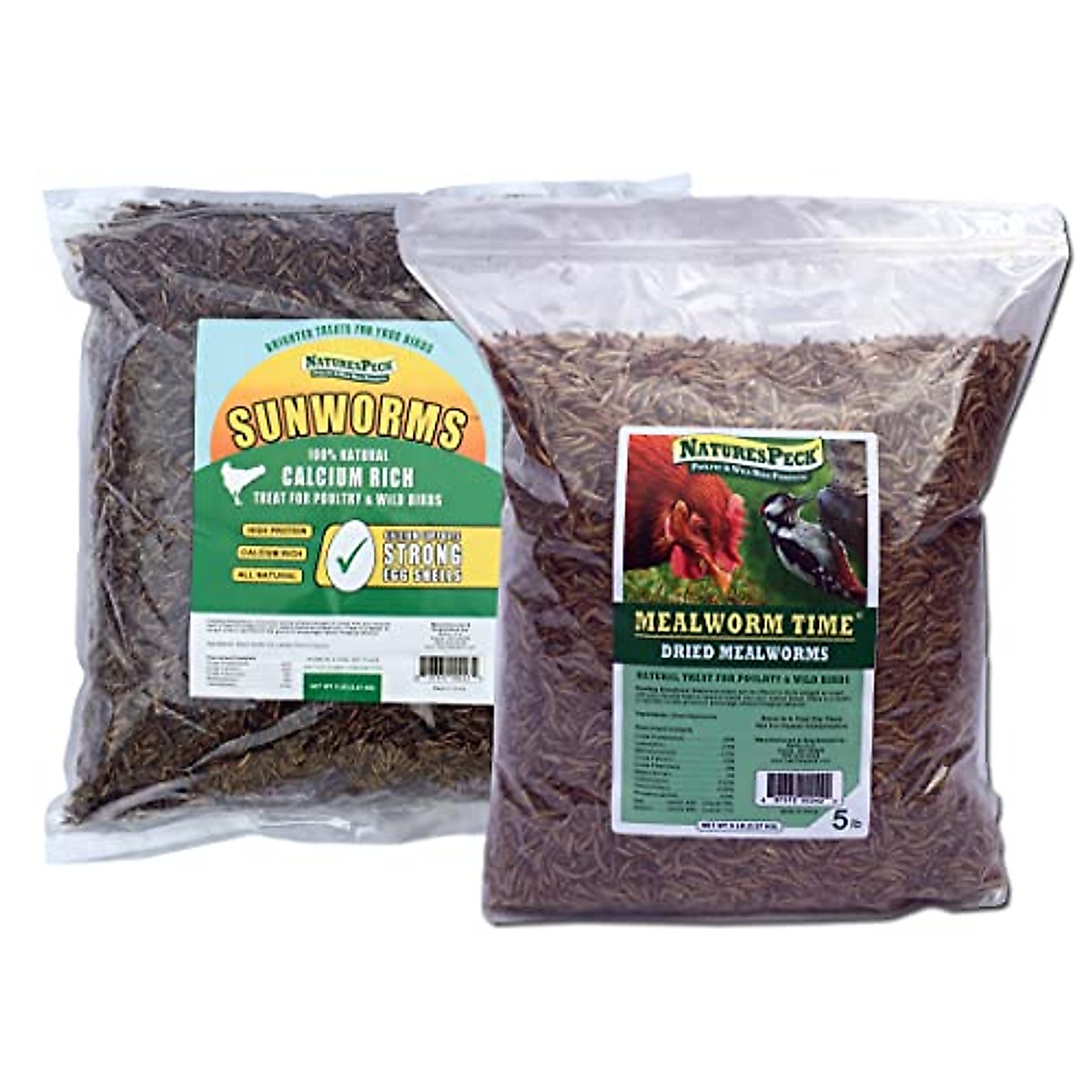 NaturesPeck Worm Combo - 10 lbs (5lbs Mealworms + 5lbs Sunworms)