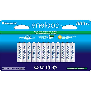 Eneloop Panasonic Rechargeable Battery Bundle with Advanced Individual 3 Hour Quick Charger (4 AAA Batteries) + 12 AAA Batteries Pack