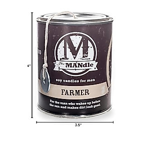Eco Candle Co. The Mandle Soy Candle for Men - Scents of Fresh Dirt - Farmer, 15 oz. Paint Can - 100% Soy Wax, No Lead, Hand Poured, Phthalate Free, Made from Midwest Grown Soybeans