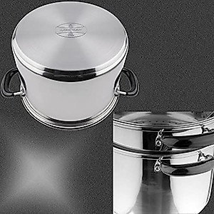 Lake Tian Stainless Steel Pasta Pot With Strainer Insert 4pc 10 Quart, Steamer for cooking, Spaghetti Pot, Stock & Pasta Pots Multipots, Steamer Set With Basket With Lid, Induction Compatible