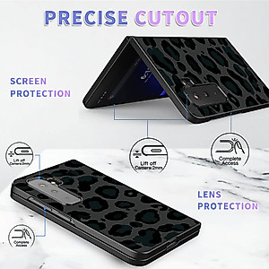 RYUITHDJP for Microsoft Surface Duo 2 Case 8.3" Black Leopard Design for Microsoft Surface Duo 2 Phone Case Stylish Shockproof Cover