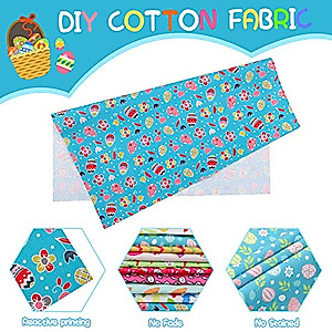 10 Pieces Easter Day Fabric 10 x 10 Inch Egg Rabbit Carrot Printed Fabric Easter Sewing Quilting Fabric DIY Easter Themed Patchwork Bundles for Sewing Handicrafts Decorations Making, 10 Patterns