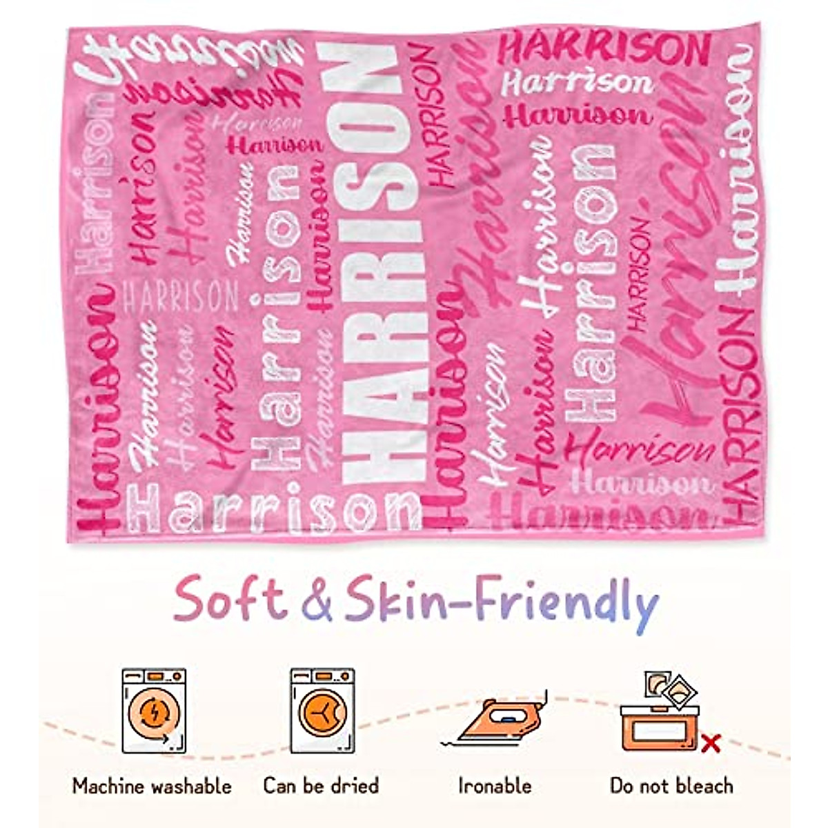 Yeahill Personalized Baby Blankets for Boys Girls, Custom Baby Blanket with Name Personalized Throw Blanket for Kids Baby Newborn, Personalized Baby Gift for Birthday Chrismas Halloween (30x40in)