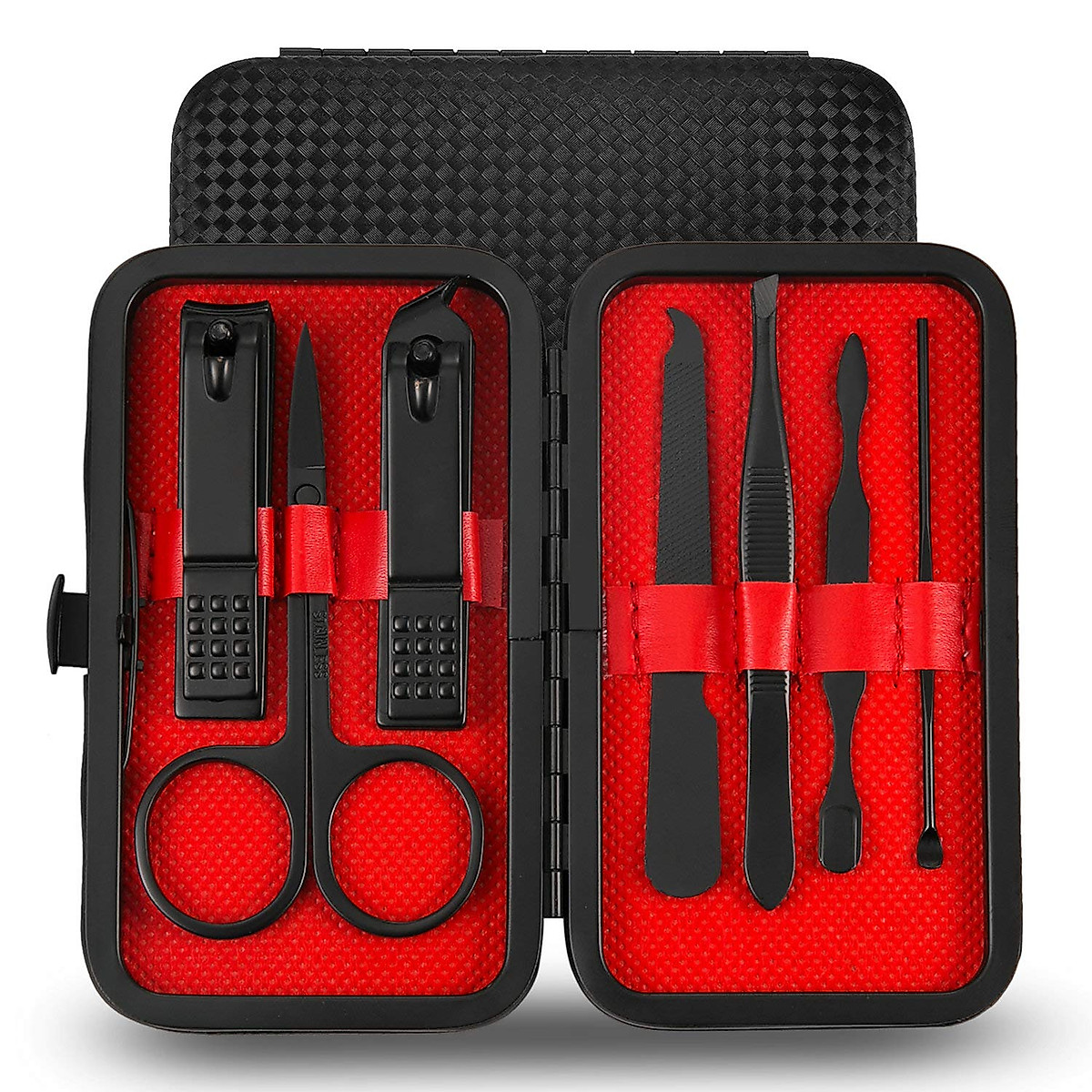 Jwxstore Manicure Set Nail Clippers Kit Mens Grooming Kit 7 In 1 Professional Personal Nail Care Set with Luxurious Travel Case Gifts for Men Husband Boyfriend Parents Women Elder Patient