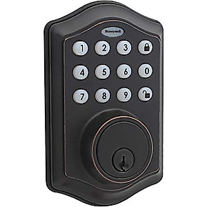 Honeywell Safes & Door Locks - Keyless Entry Door Lock with Smart Electronic Keypad Deadbolt - Easy Installation & 50 Different Pin Codes - Auto Lock - Oil Rubbed Bronze - 2.9 x 2 x 6.2 in - 8712409