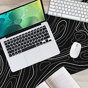 UJoowalk Topographic Gaming Mouse Pad, Large, Black and White, 31.5 x 11.8 in