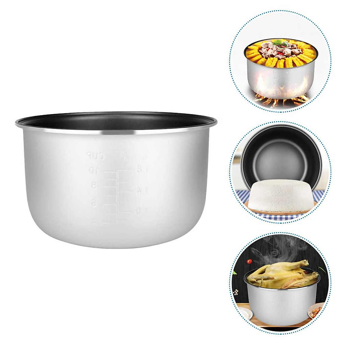 Rice Cooker Inner Pot Replacement Metal Cake Pan Cupcake Mold Pie Mold Baking Mold Kitchen Bakeware for Rice Cake Bread Muffin 3L