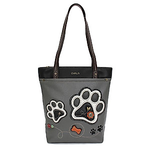 Chala Group Deluxe Vegan Leather Every Day Tote Bag Purse : 13.5 x 14 inches (Paw Print)