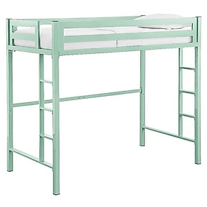 Walker Edison Brighton Classic Metal Twin over Loft Bunk Bed, Twin Size, Mint Green