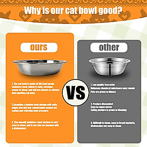 4 Pcs Stainless Steel Cat Bowls,7.1 Inches Metal Cat Bowl, Cat Food Bowls for Indoor Cats, Whisker Fatigue Cat Bowl, Shallow Cat Food Dish, Kitten Food Bowl, Elevated Food Bowls for Cats