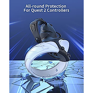 ZYBER Rechargeable Controller Grips for Meta Quest 2 Accessories, Silicone Controller Cover with Reachargable Batteries and Charging Cable Black