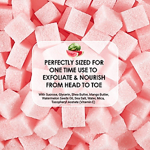 Body Scrub Exfoliator - 12oz WATERMELON Sugar scrub cubes w/Mango Butter & Shea butter- Ultra Hydrating & Moisturizing - All Natural & Organic for all body exfoliation- For hands, arms legs, elbow