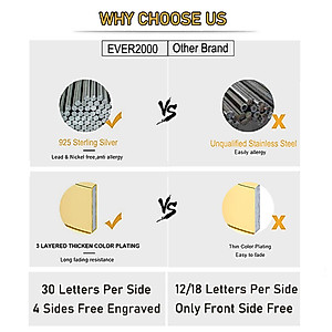 EVER2000 Personalized 3D Vertical Bar Necklace, Custom Necklace Engraved with Any Name Pendant Jewelry Gift