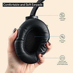Noise Cancelling Headphones Over Ear: Bluetooth Wireless Foldable ANC Headphones Comfortable with Active Sound Canceling Stereo Mic